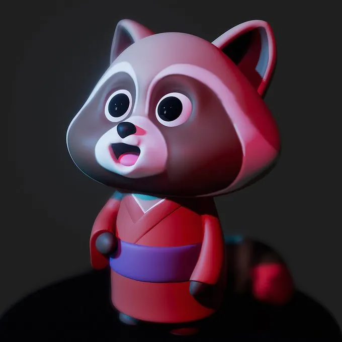 Pixar-style Japanese tanuki in kimono by chahan | Download free STL ...