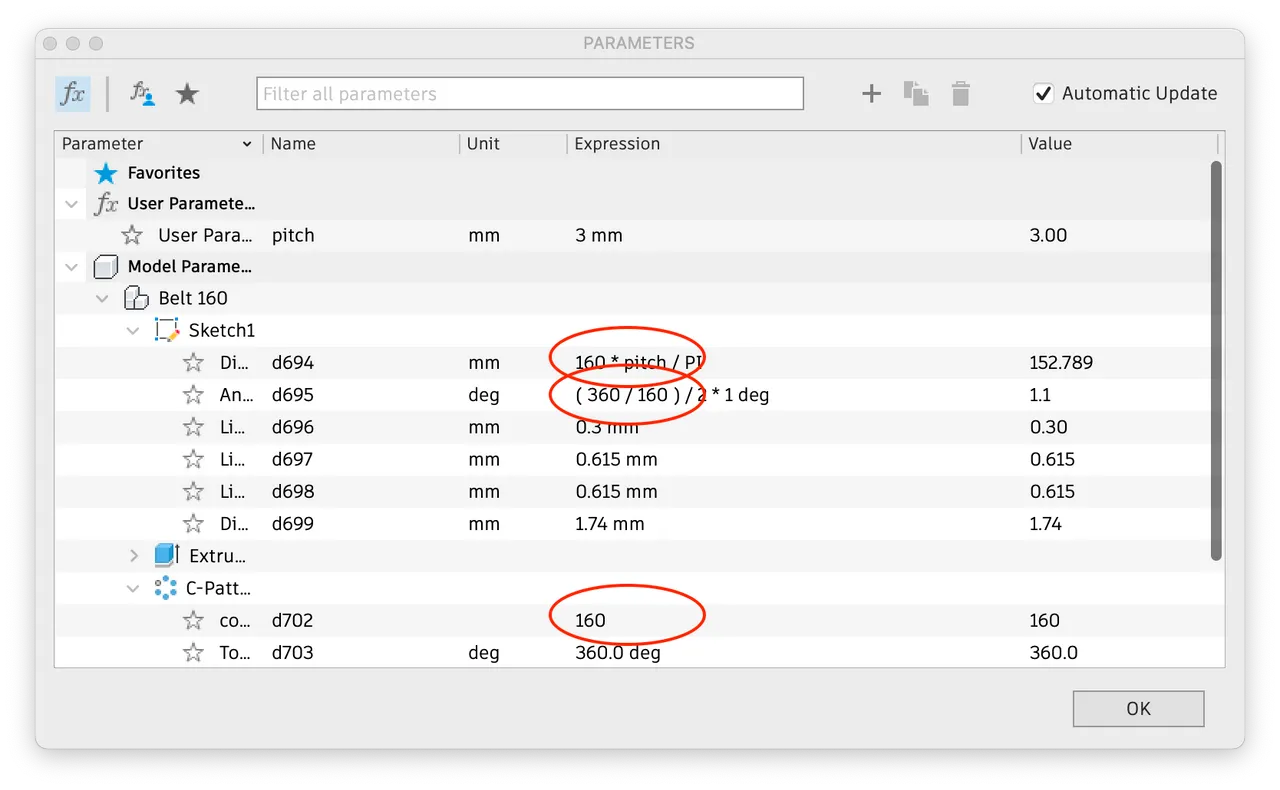 GT2 Timing Belt (Parametric, editable pitch and length) by András ...