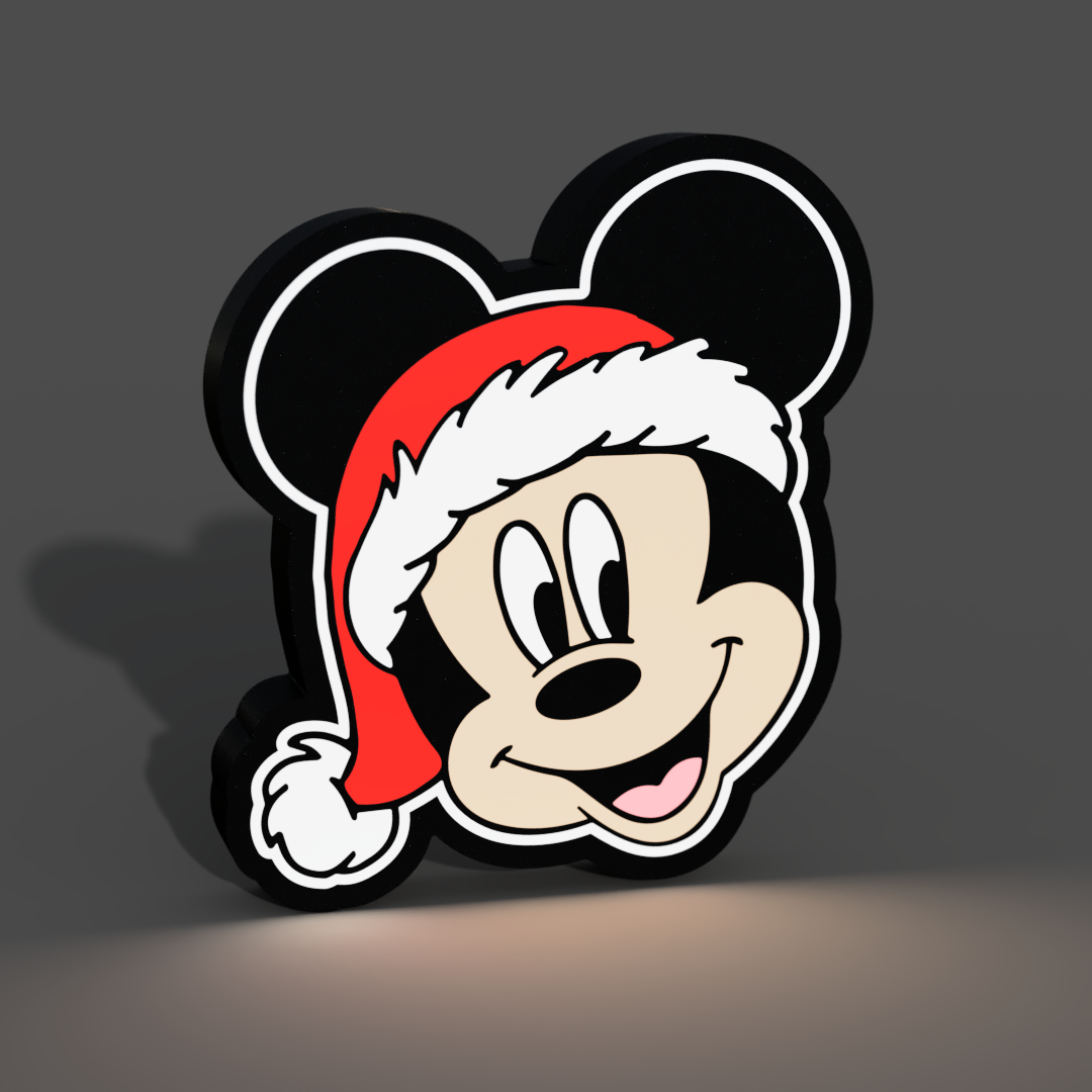 Mickey Mouse Christmas Lightbox LED Lamp by braga3dprint | Printables Store