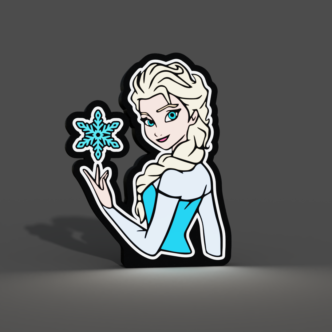 Elsa Frozen Lightbox LED Lamp by braga3dprint | Printables Store