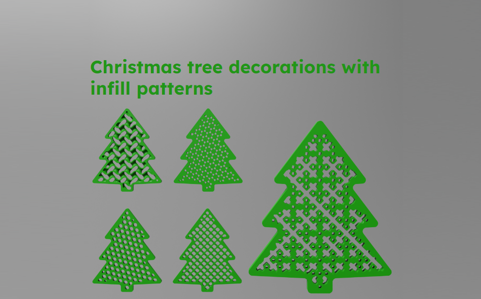 Christmas tree decorations with infill patterns (Pre-made stl files) by ...