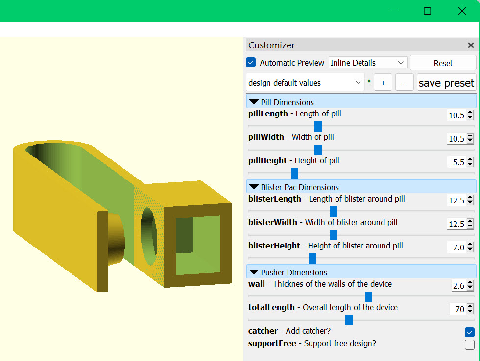 Pill Puncher Generator (OpenSCAD) by SteveS42 | Download free STL model ...