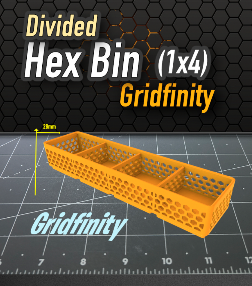 Gridfinity 1x4 Divided Hex Bin por K2_Kevin | Descargar modelo STL ...