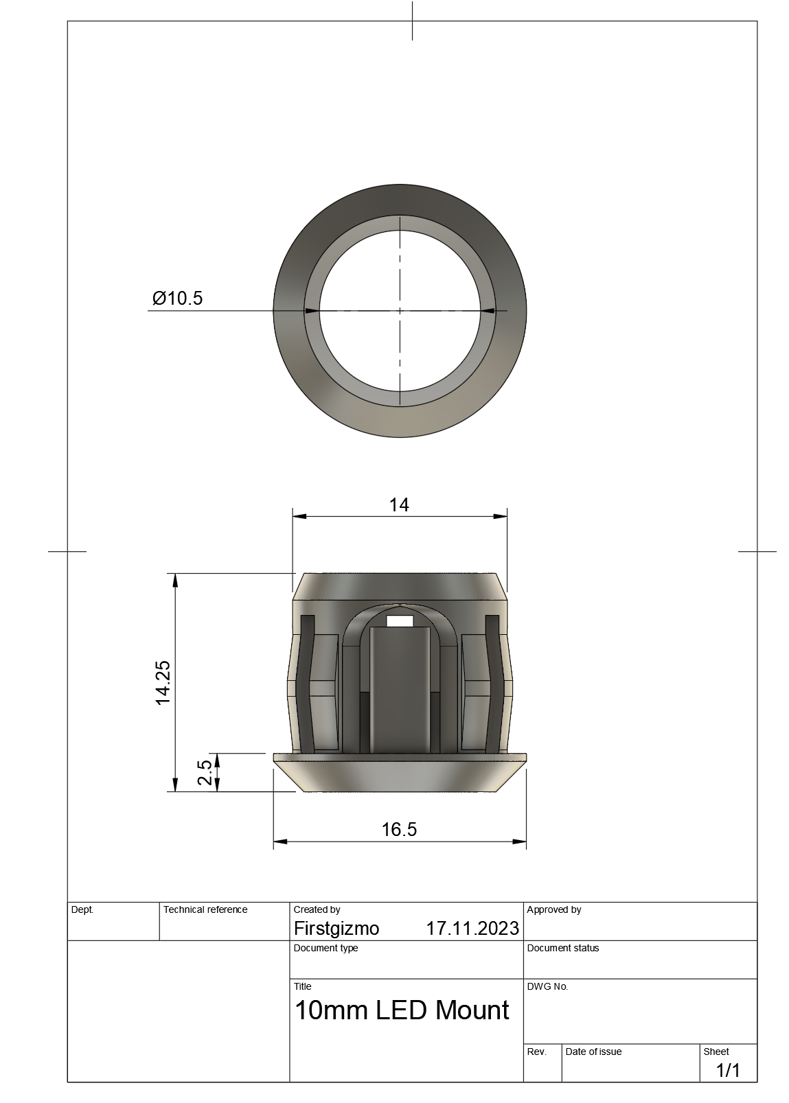 10mm LED Holder by firstgizmo | Download free STL model | Printables.com