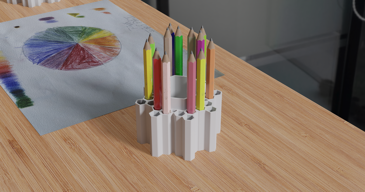 Colored Pencils Holder (Jumbo Pencils - hex pencils up to 10mm) by ...