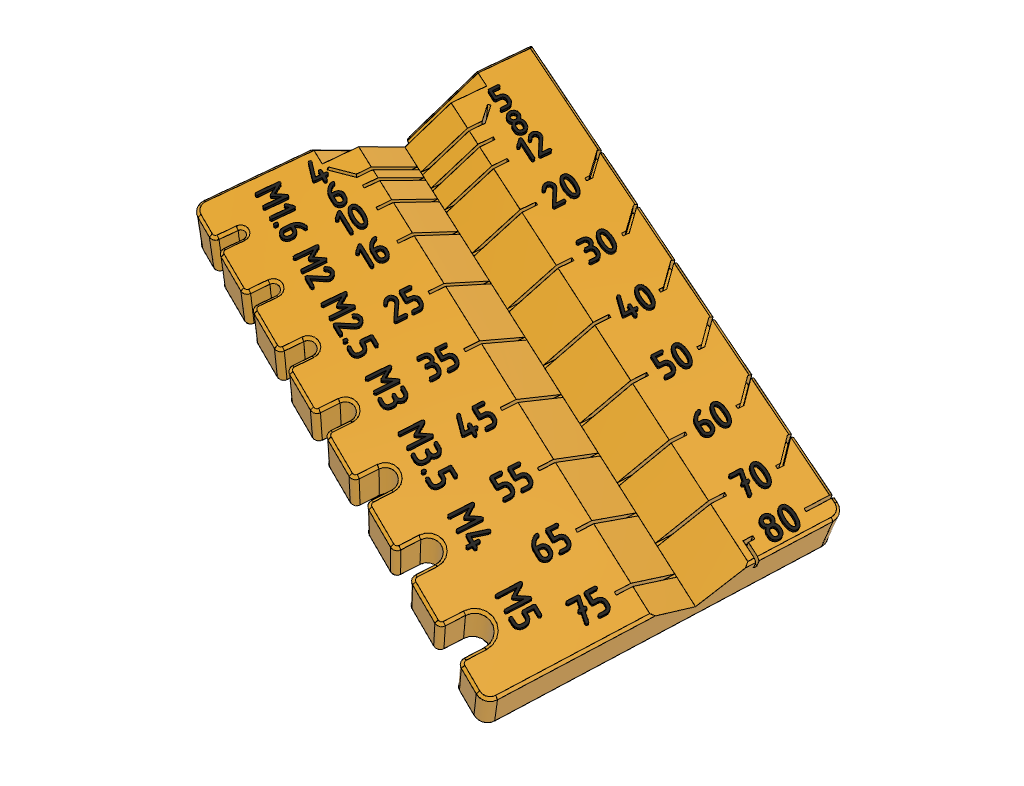 Metric screw bolt and nut measuring tool M1.6/2/2.5/3/3.5/4/5 by Yordan ...