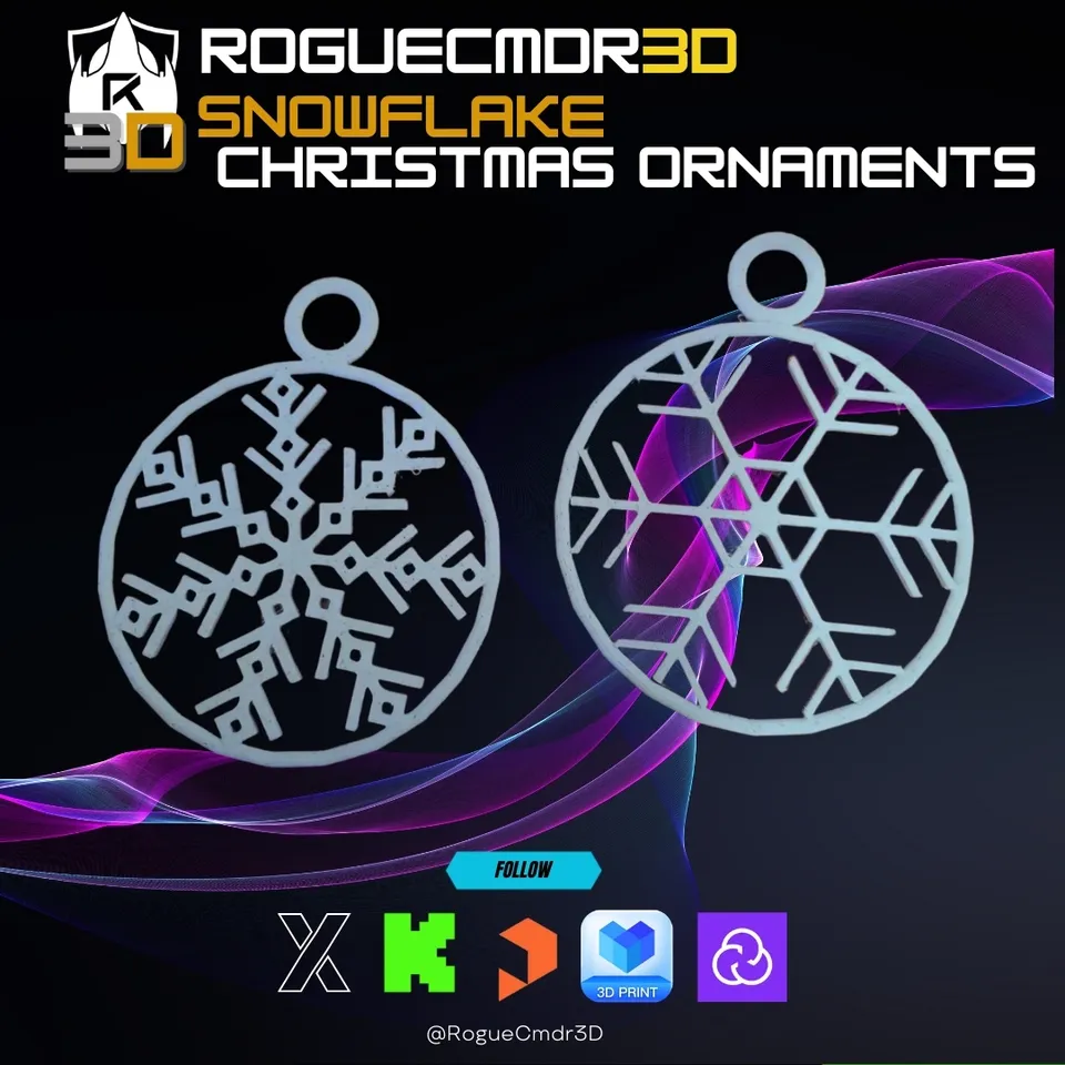 Snowflake Christmas Tree Ornaments by RogueCmdr3D | Download free STL ...