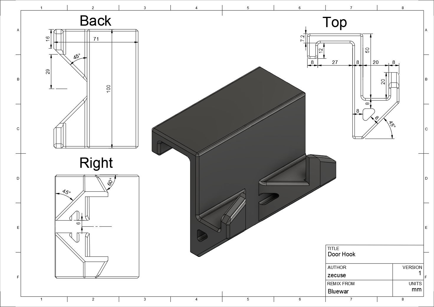 Door Hook by zecuse | Download free STL model | Printables.com