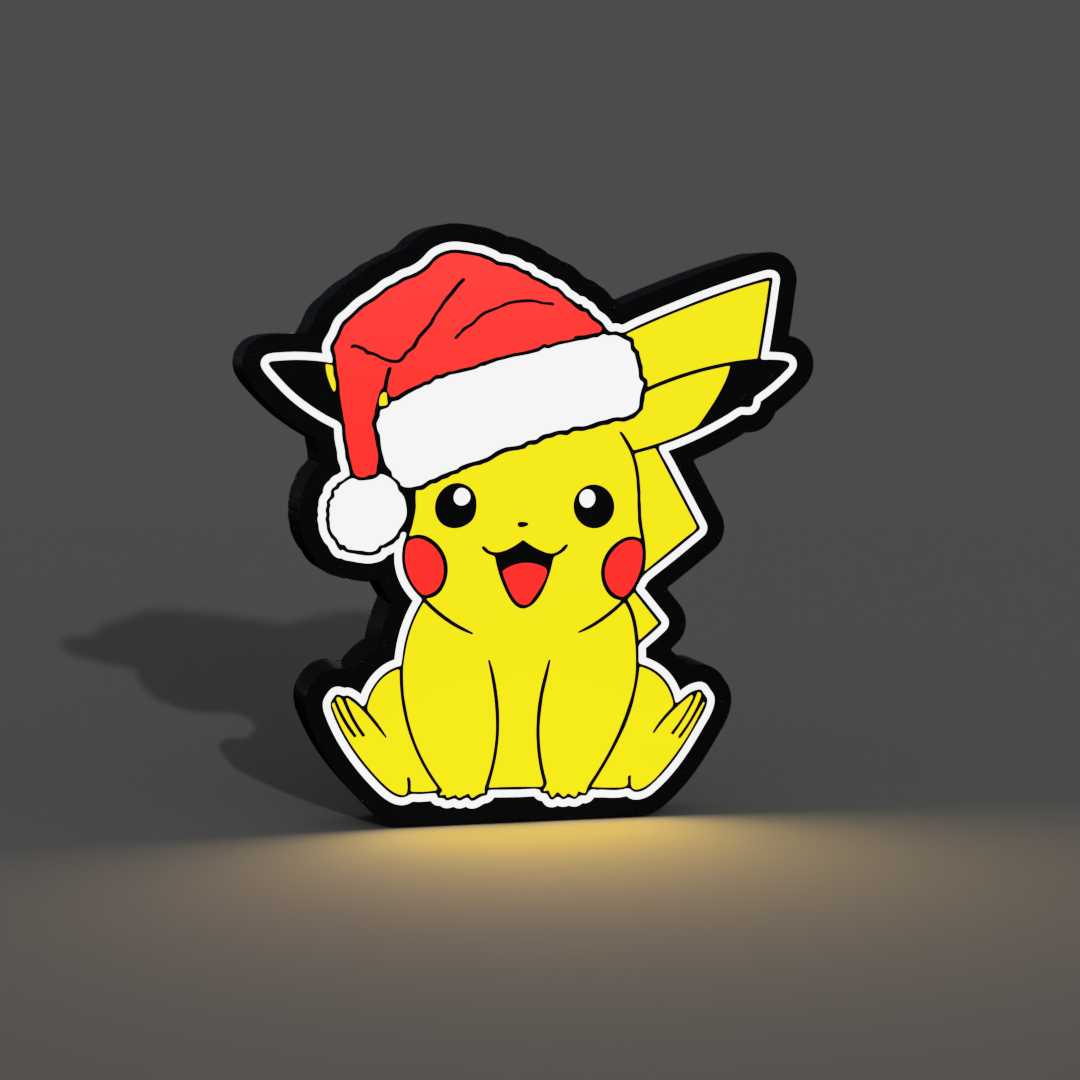 Pikachu Christmas Lightbox LED Lamp by braga3dprint | Printables Store