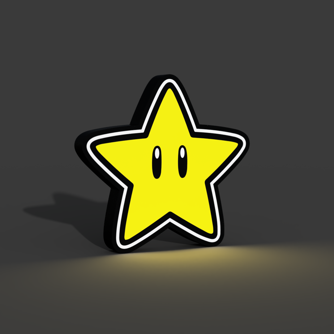 Super Mario Super Star Lightbox LED Lamp by braga3dprint | Printables Store
