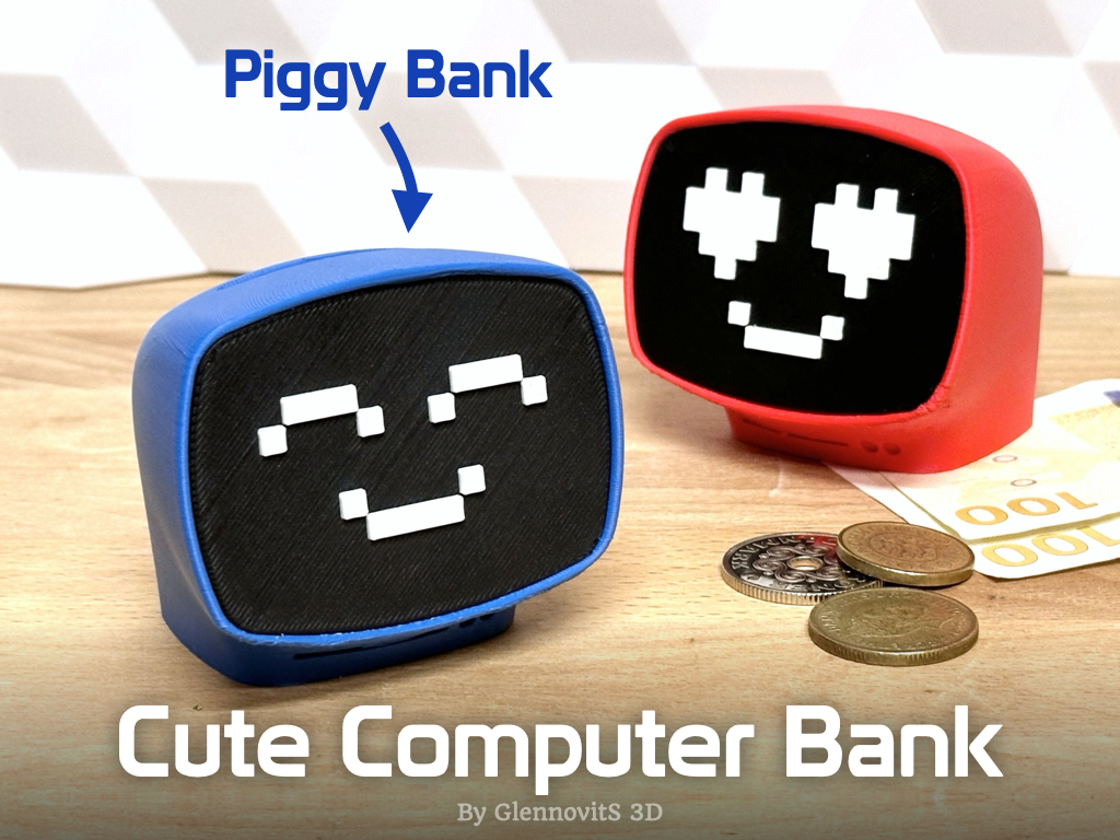 Cute Computer Bank (desk companion - kawaii piggy bank) by GlennovitS ...