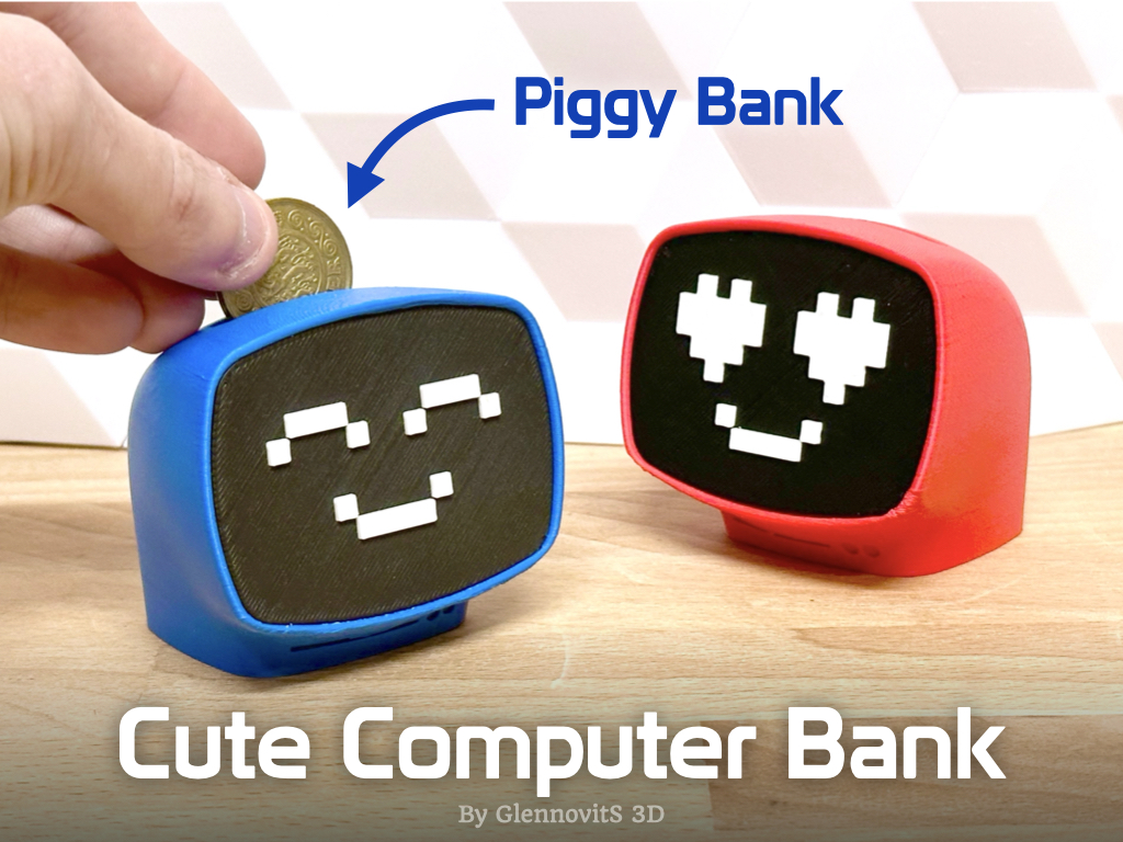 Cute Computer Bank (desk companion - kawaii piggy bank) by GlennovitS ...