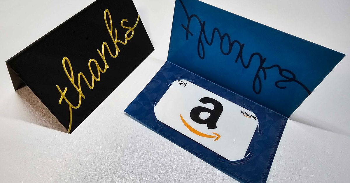"thanks" Gift Card Holder Folded Card 3"x5" | Thank you card | Greeting ...