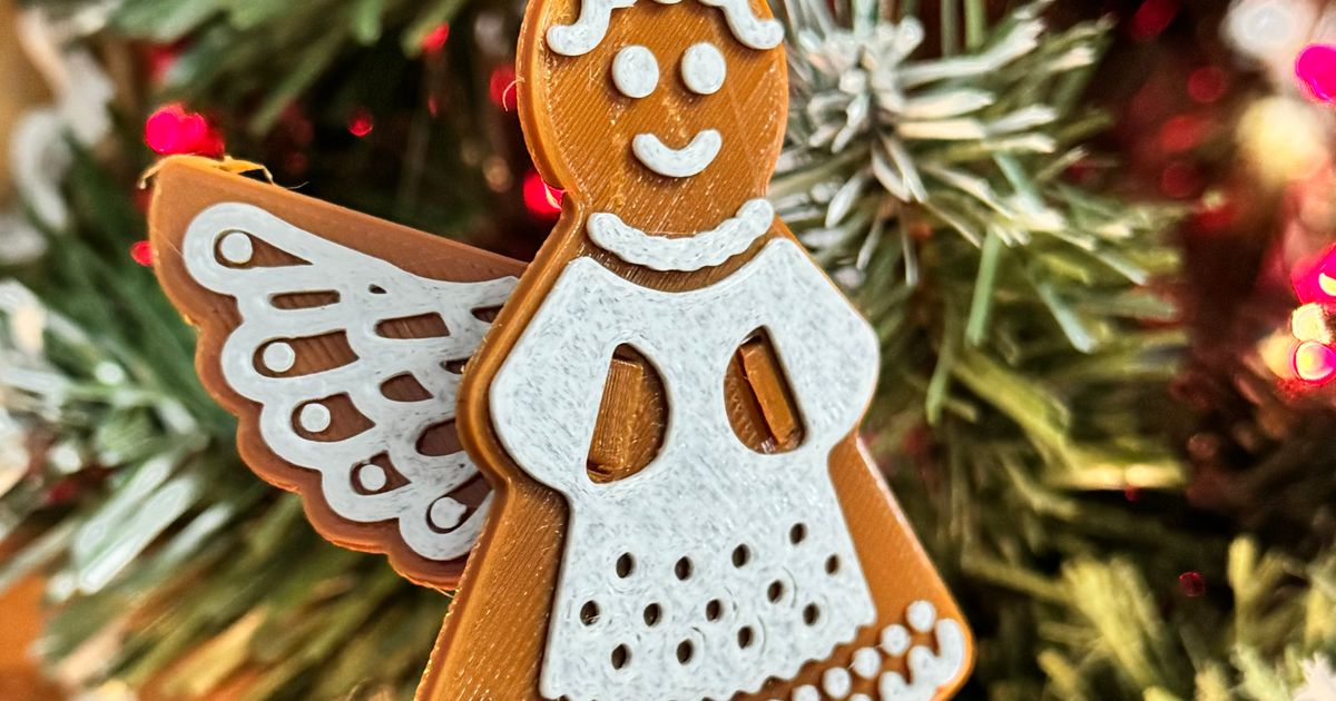 Gingerbread Angel Ornament Print Card by Dr Swaster | Download free STL ...