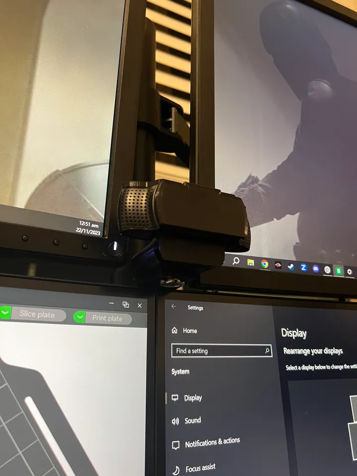 Quad Monitor Arm Webcam Mount by nopack | Download free STL model ...