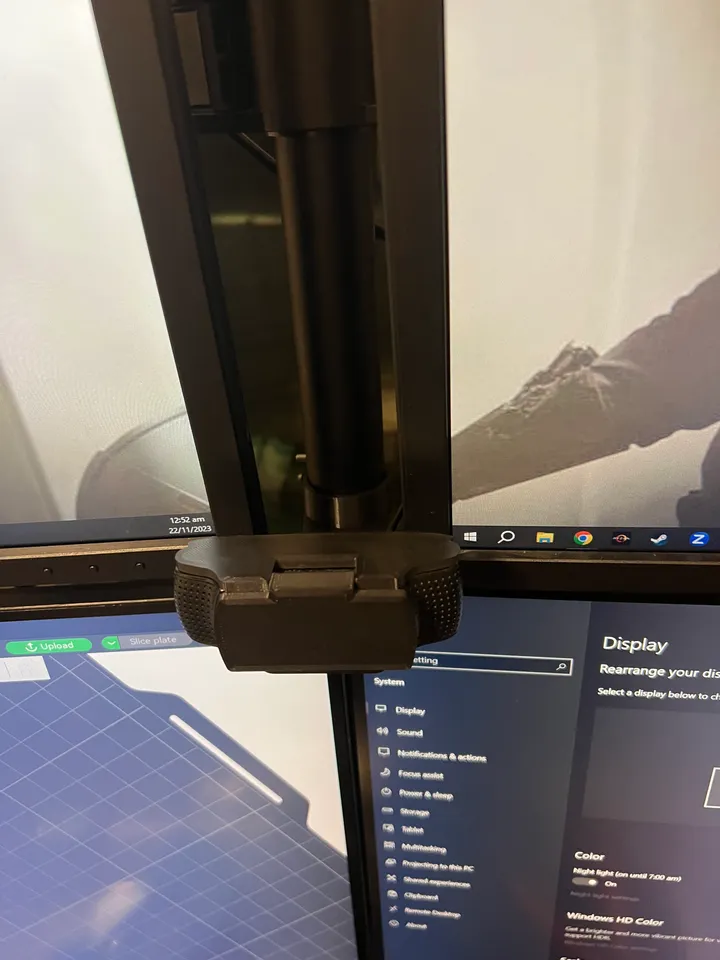 Quad Monitor Arm Webcam Mount by nopack | Download free STL model ...