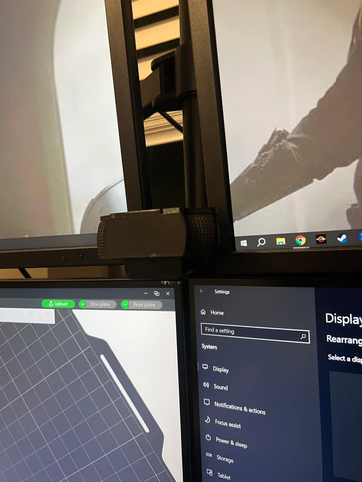 Quad Monitor Arm Webcam Mount by nopack | Download free STL model ...