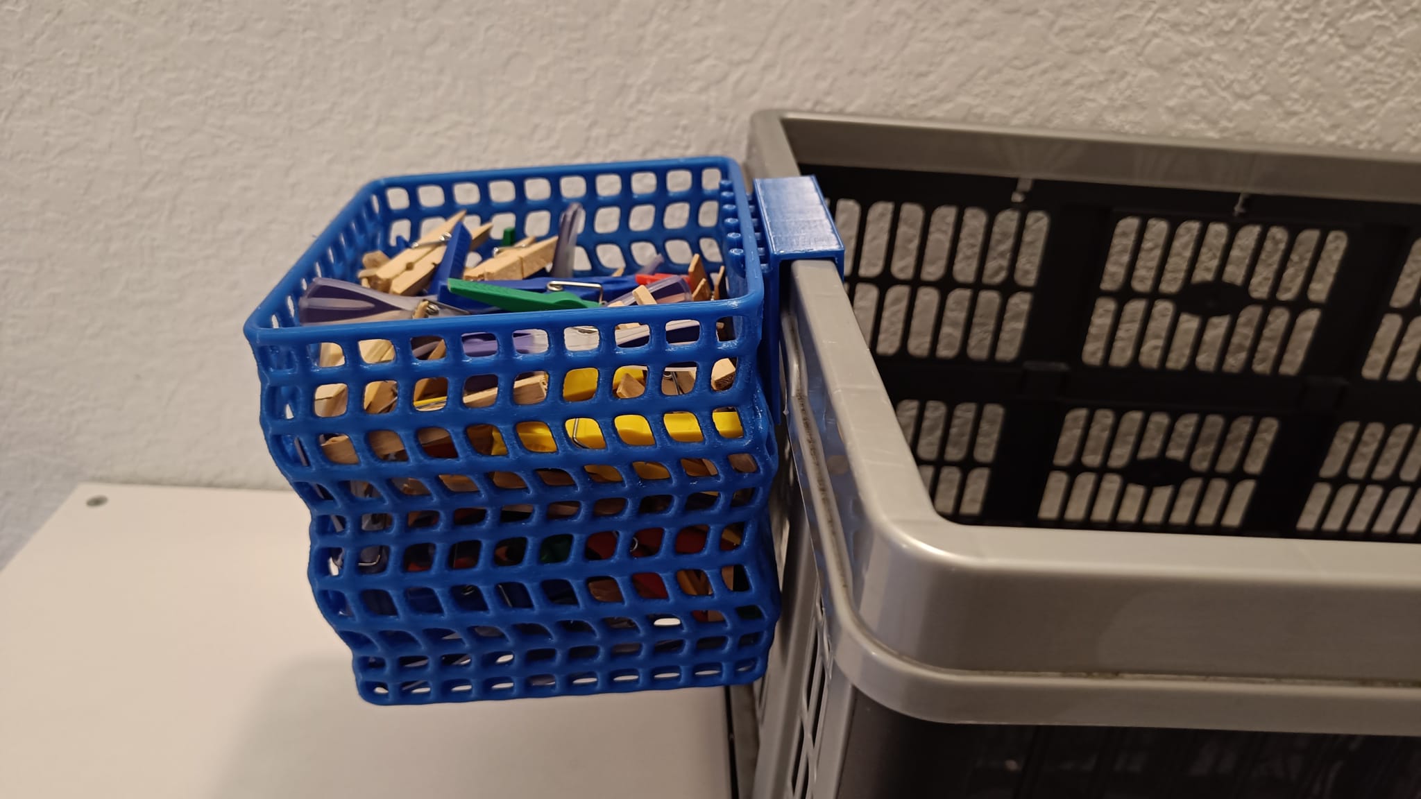 Clothespin basket/bag with bracket and hook mount by CodeFit | Download ...