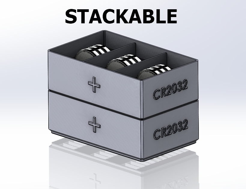 #0112 Click-n-Lock Stackable CR2032 Battery Tray by BuildX | Download ...