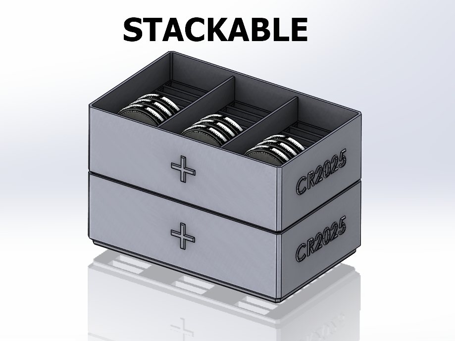 Click-n-Lock Stackable CR2025 Battery Tray par BuildX | Téléchargez ...