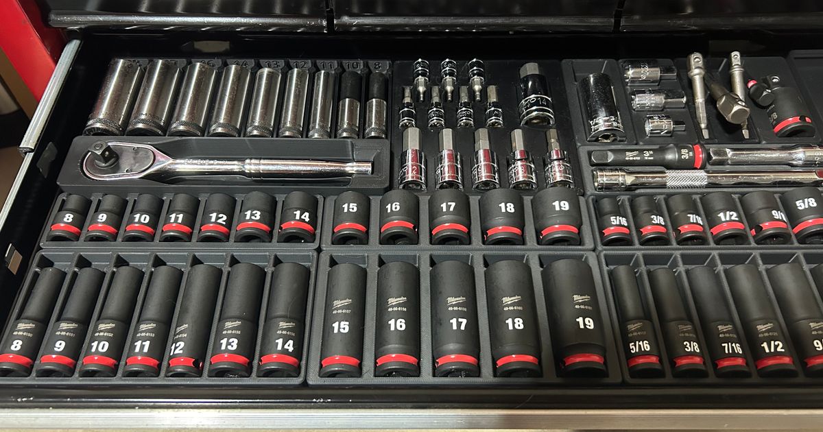 Gridfinity Socket Organization for Milwaukee Shockwave 3/8" by Daniel ...