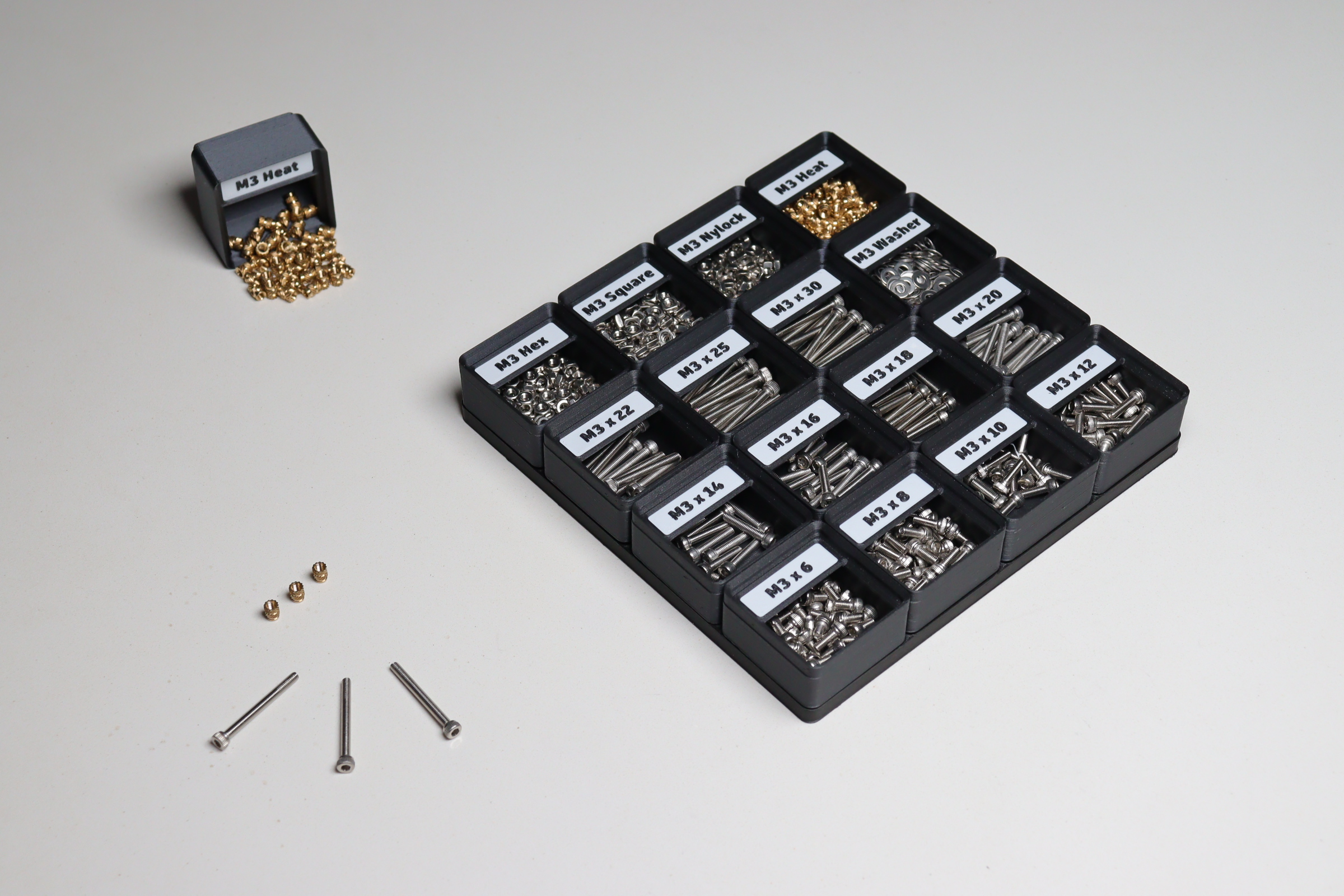 Gridfinity M3 Fastener Bins with Printed Labels by pretengineering | Download free STL model ...