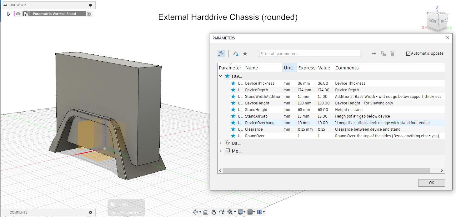 Parametric Vertical Stand for Router, Switch, MiniPC, etc. (Fusion 360 ...
