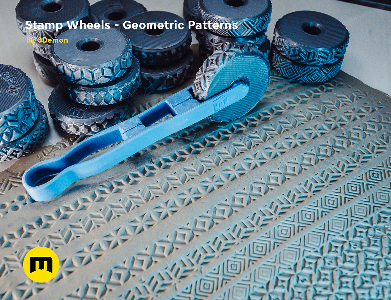 Stamp Wheels for Clay — Geometric Patterns by 3Demon's Texture Rollers ...