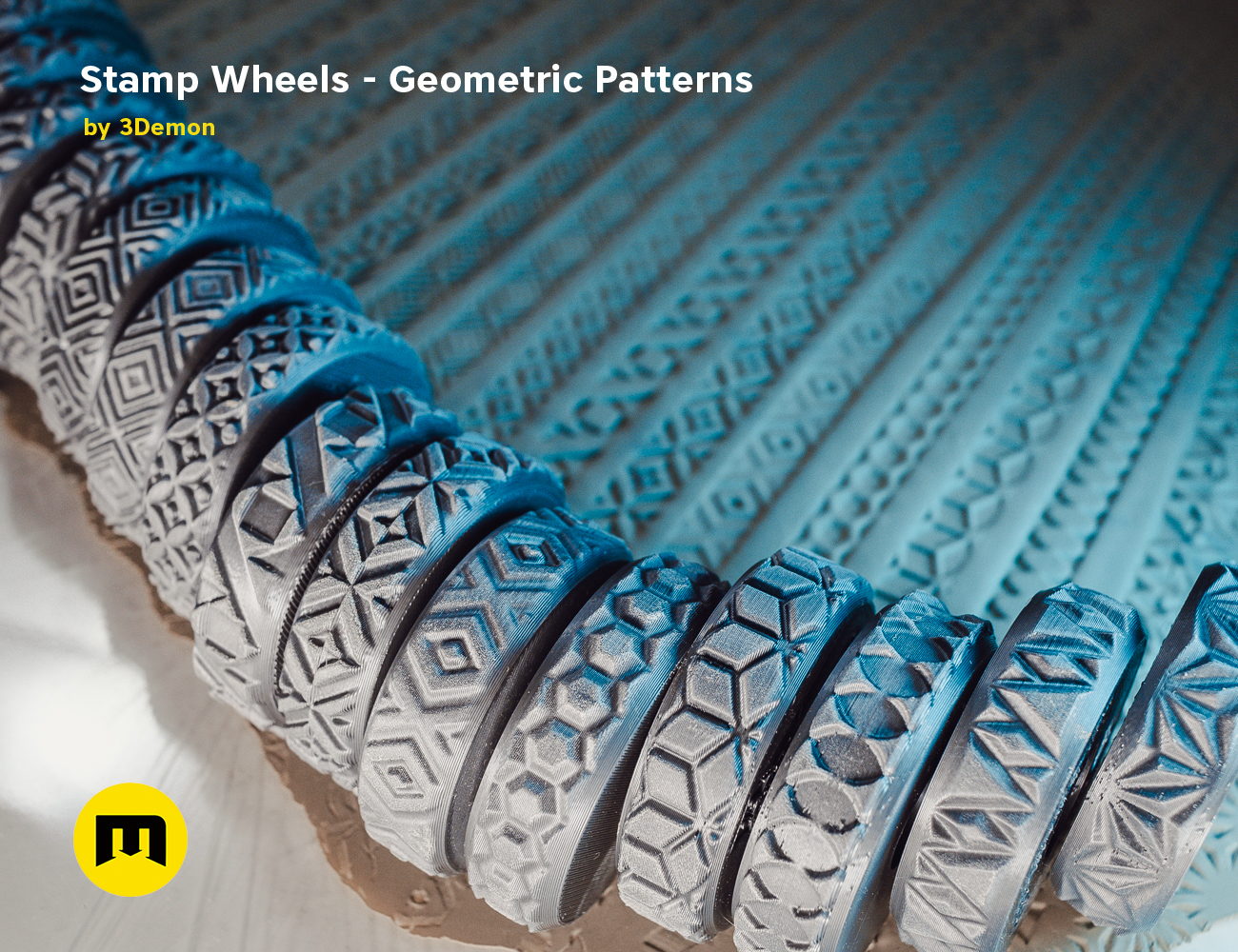 Stamp Wheels for Clay — Geometric Patterns by 3Demon's Texture Rollers ...