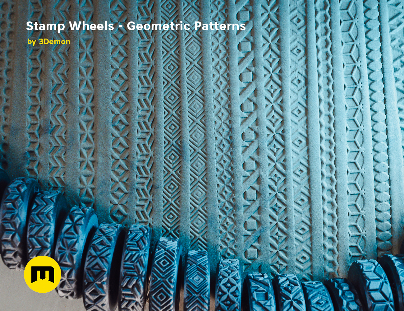 Stamp Wheels for Clay — Geometric Patterns by 3Demon's Texture Rollers ...