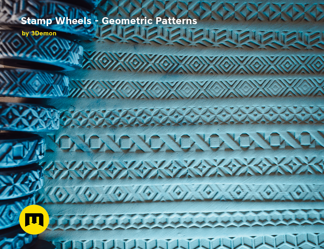 Stamp Wheels for Clay — Geometric Patterns by 3Demon's Texture Rollers ...