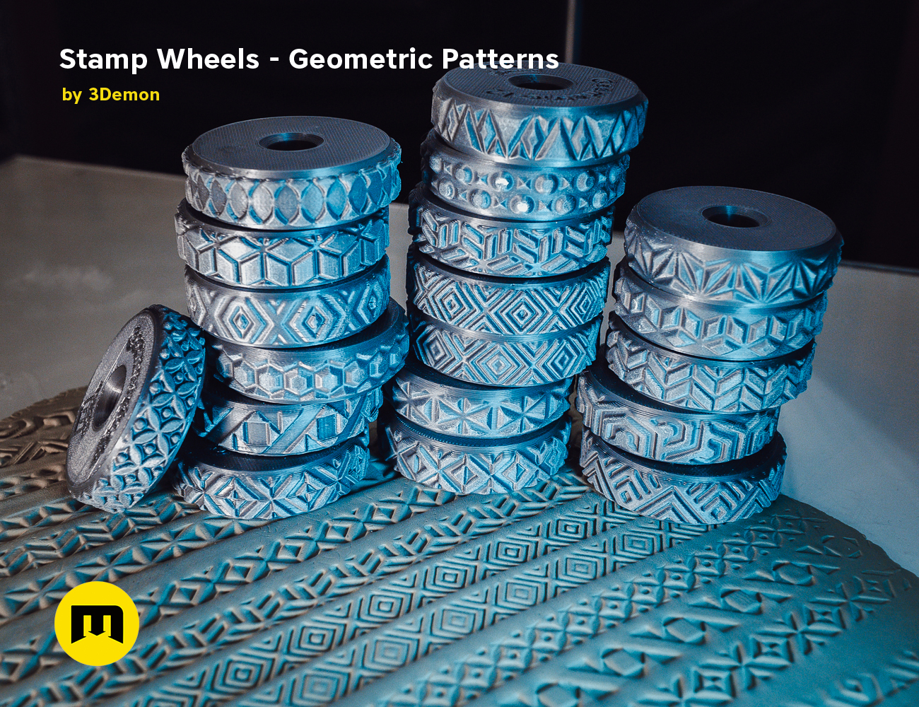 Stamp Wheels for Clay — Geometric Patterns by 3Demon's Texture Rollers ...