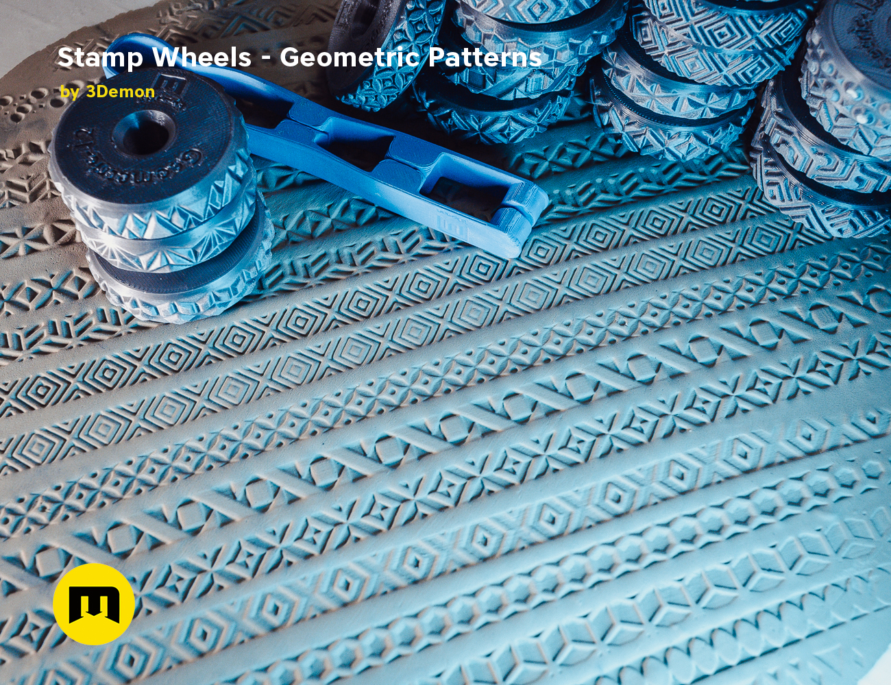 Stamp Wheels for Clay — Geometric Patterns by 3Demon's Texture Rollers ...