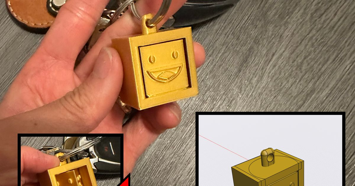 3 Face Emoji Cube Keychain Pendant | Sad - Happy - Angry | Rotate to ...