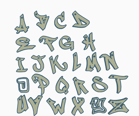 Alphabet graffiti keychain by Liam3dPrints | Download free STL model ...