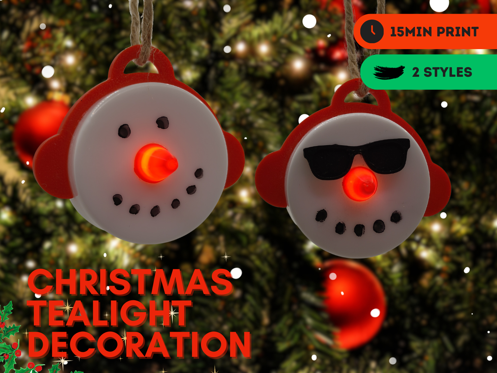 Christmas snowman tea light decoration - glowing nose by wafflecart ...