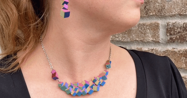 Geometric Cubic Statement Necklace and Earrings by PenolopyBulnick ...