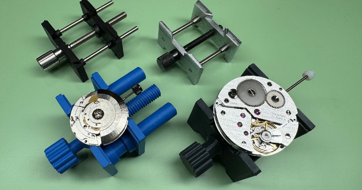 Watch Movement Holder (Adjustable) by wmkrly | Download free STL model ...