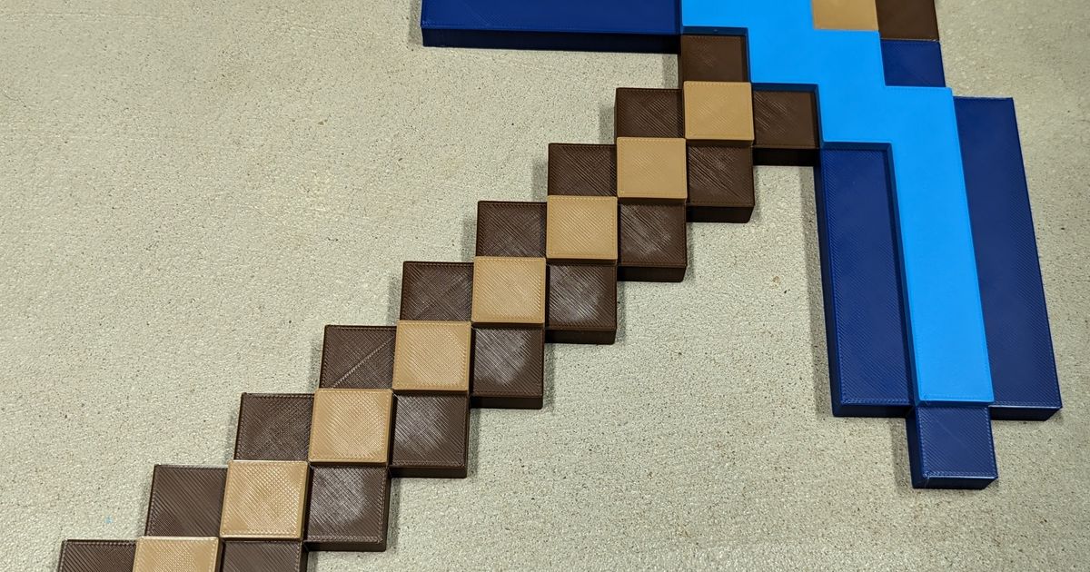 Minecraft Pickaxe (XL color) by JPMakesStuff | Download free STL model ...