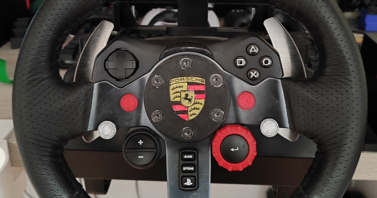 Logitech g29 tapa central porsche by Daniel | Download free STL model ...