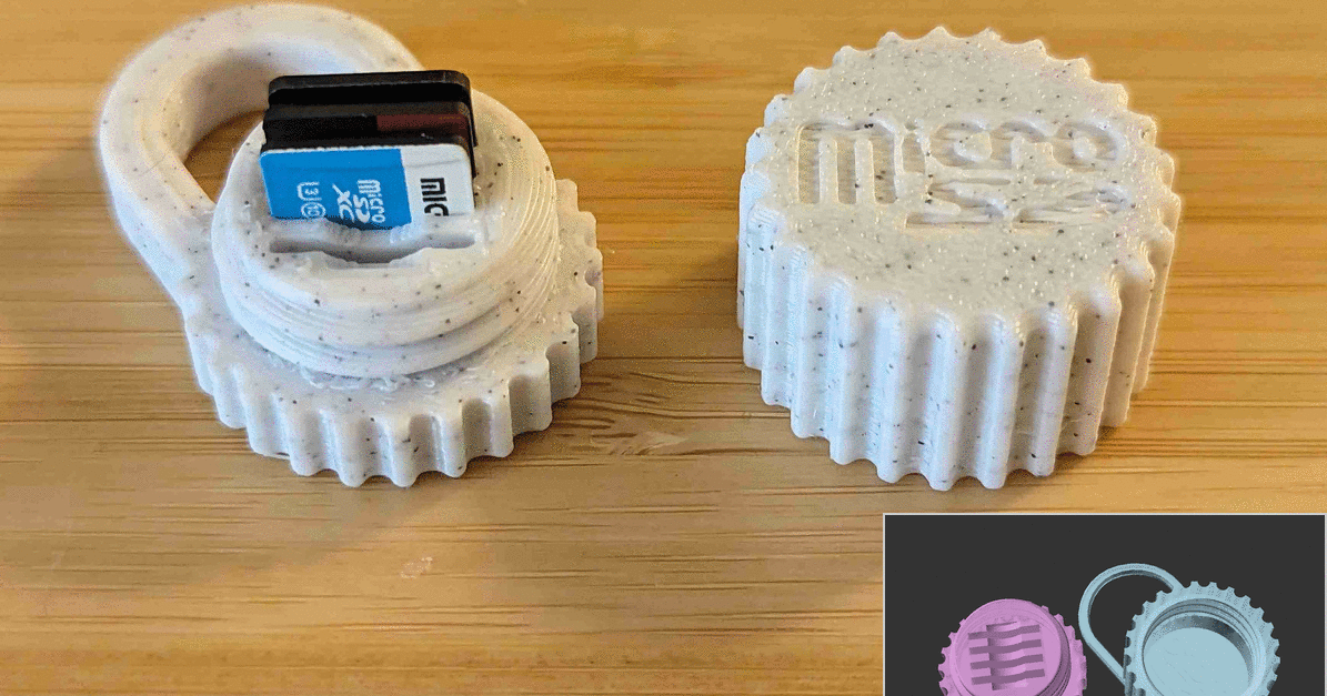 MicroSD card holder keychain (parametric remix) by bulbasaur0 ...