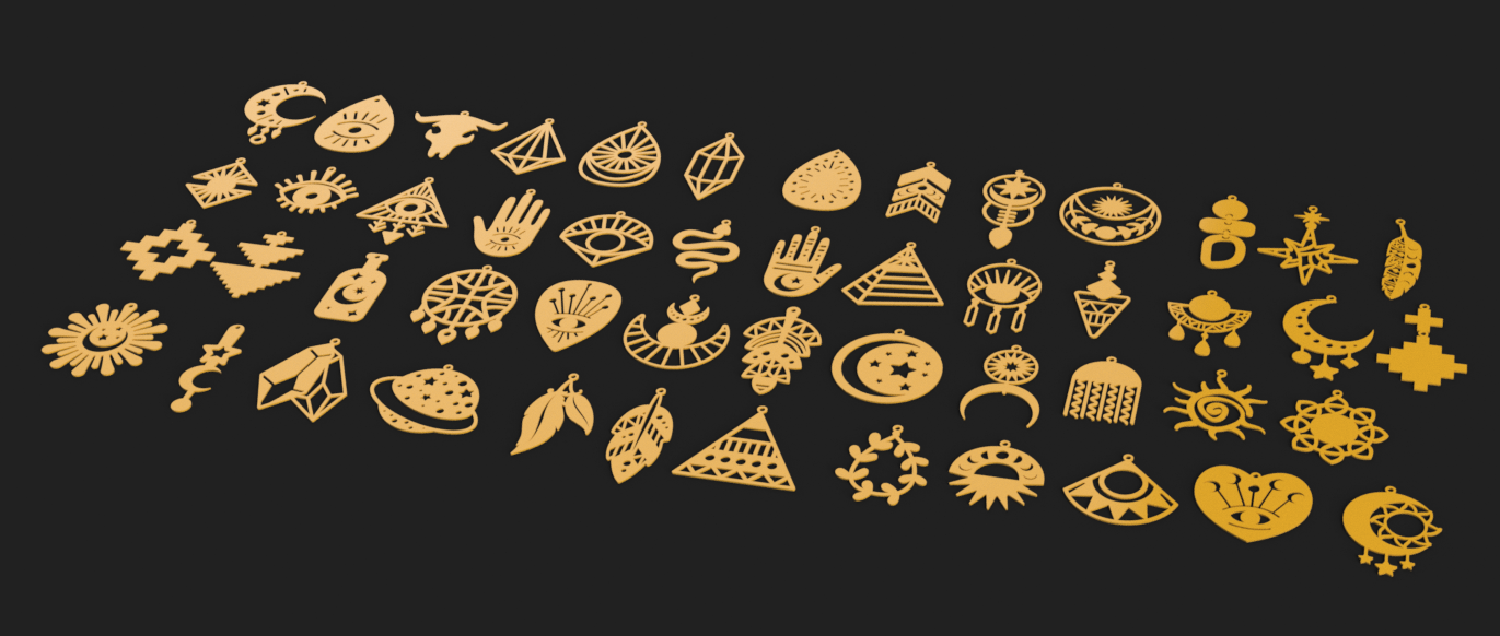Boho Bliss: 50 Unique Earring and Pendant STL Files Bundle by MIPI3D ...