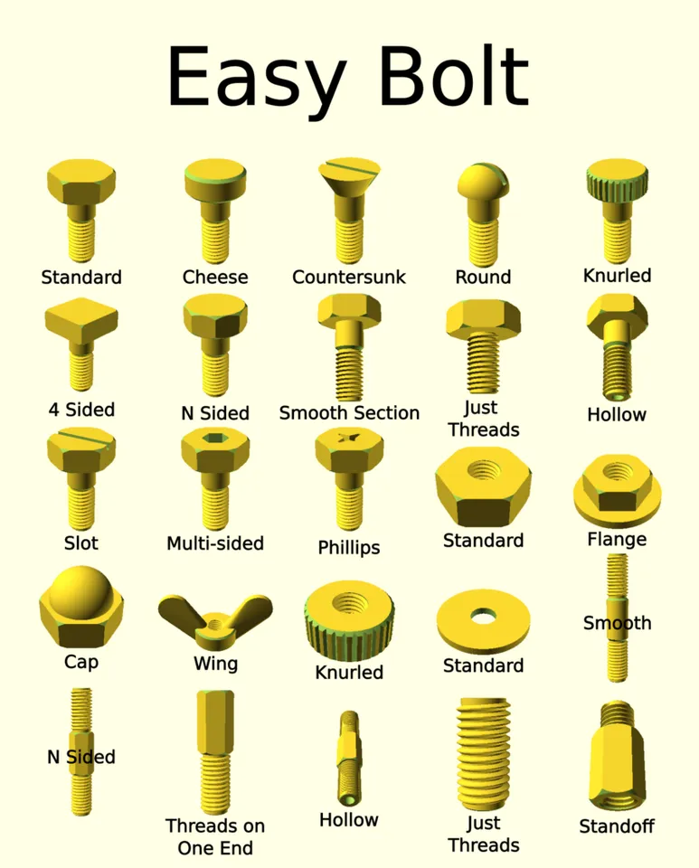 Easy bolts by Bonaaapetit | Download free STL model | Printables.com