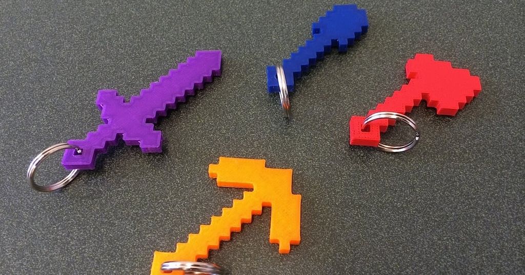 Minecraft Tools with Keychain Hole Reupload from thingiverse by ...