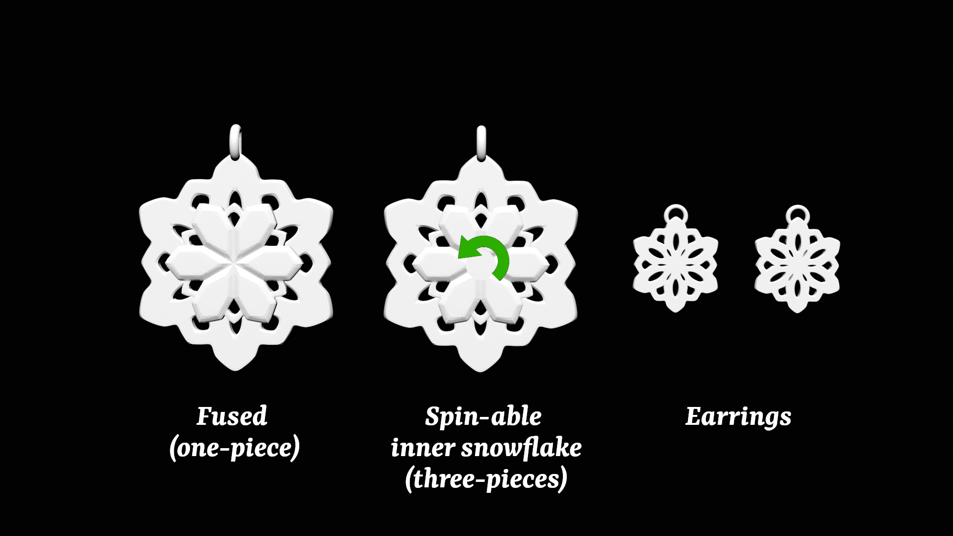 Spinning Snowflake Pendant and Matching Earrings by Dazzle Prints ...