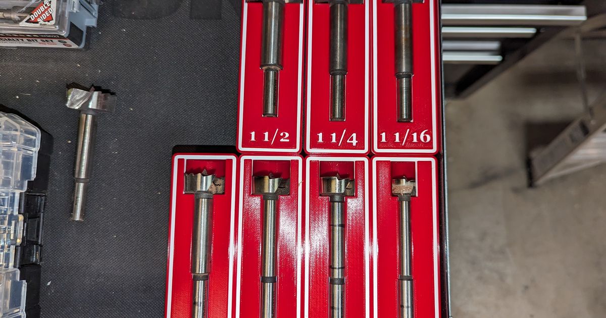 Gridfinity SAE Forstner Bit Holders 3/8" shank by ShopWizard | Download ...