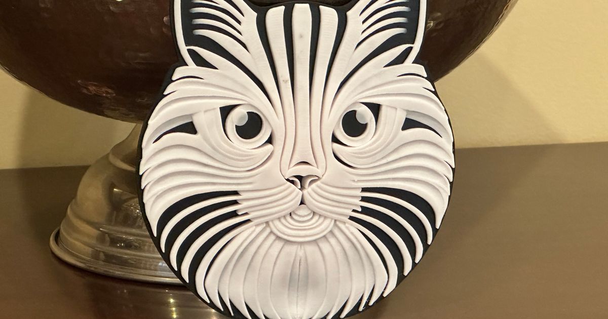 Geometric Cat Face by 3DPrintable | Download free STL model ...