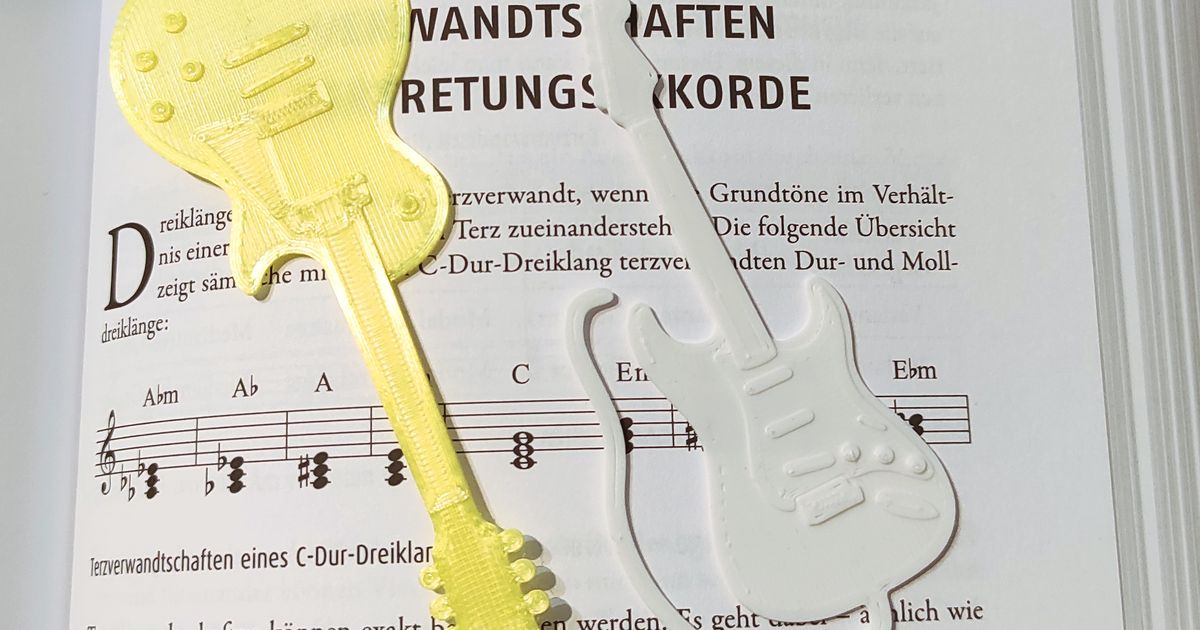 Electric Guitar Bookmark by STR | Download free STL model | Printables.com