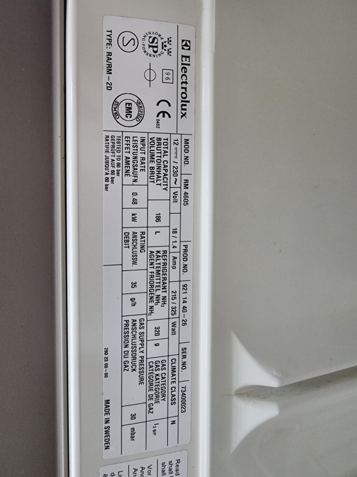 Handle for refrigerator Elektrolux type RA/RM-2D, RM 4605, Griff für ...