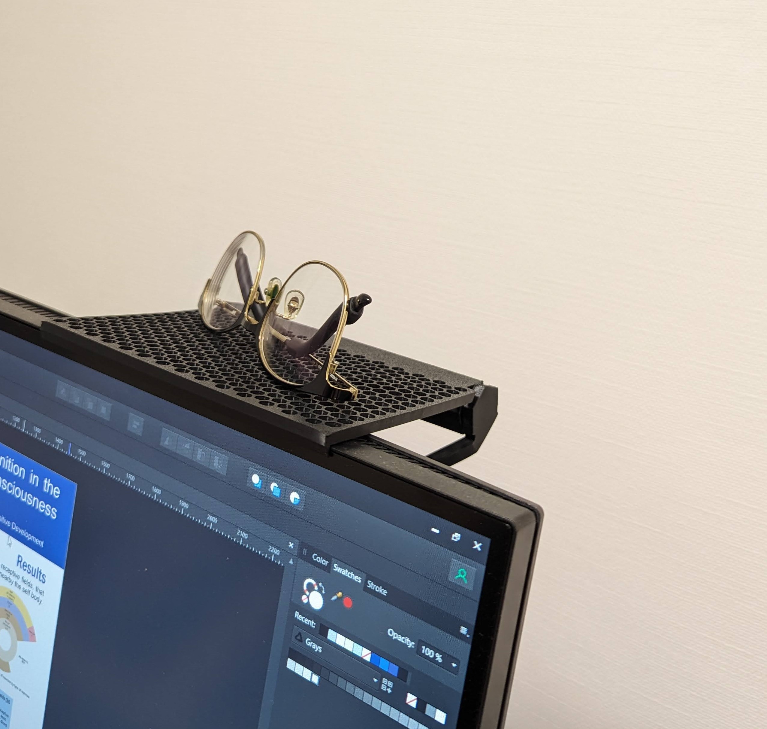 Adjustable Monitor shelf - Fits any display: curved back, thin bezel ...